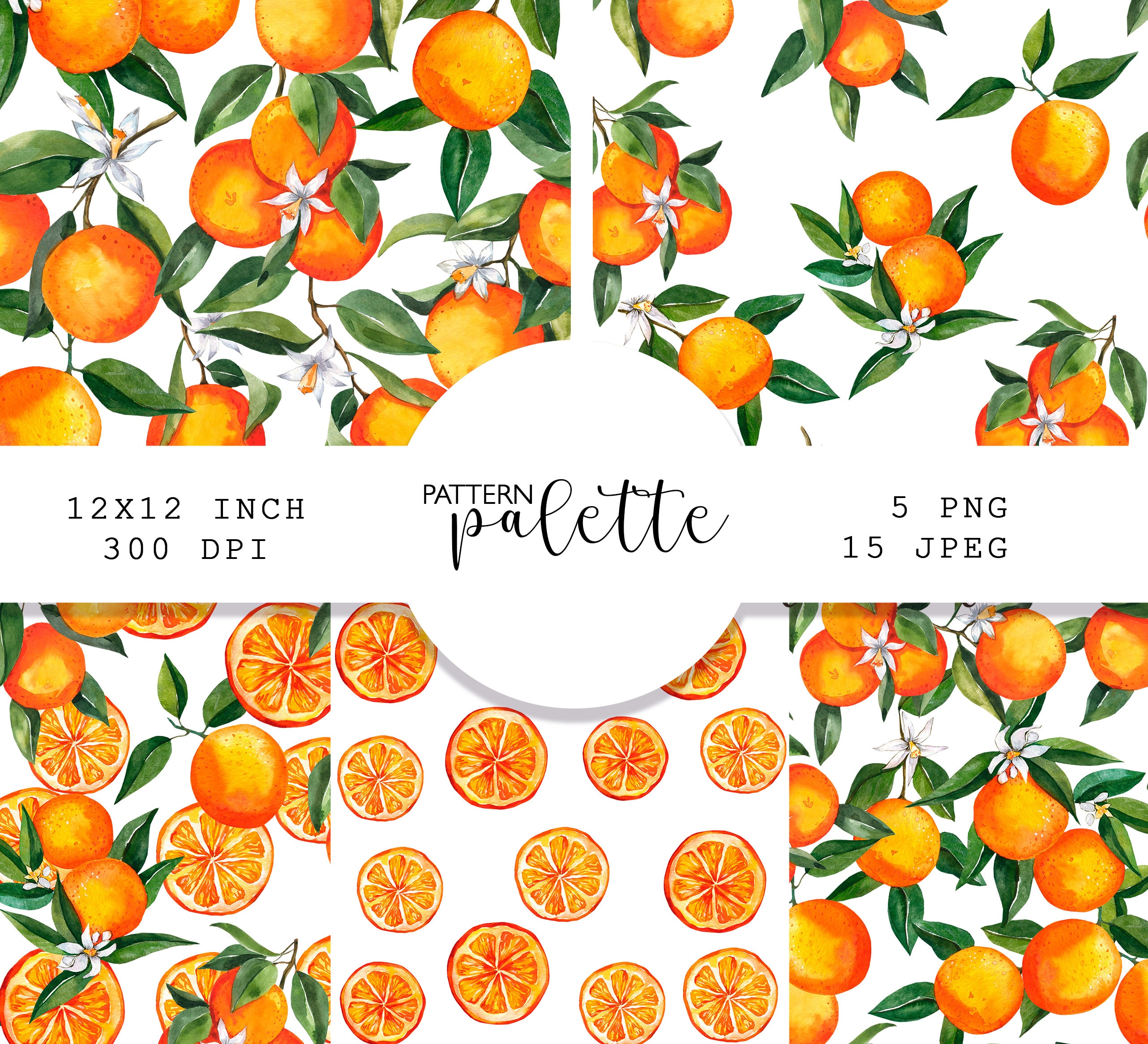 Watercolor Oranges Seamless Patterns Oranges Clipart PNG - Etsy