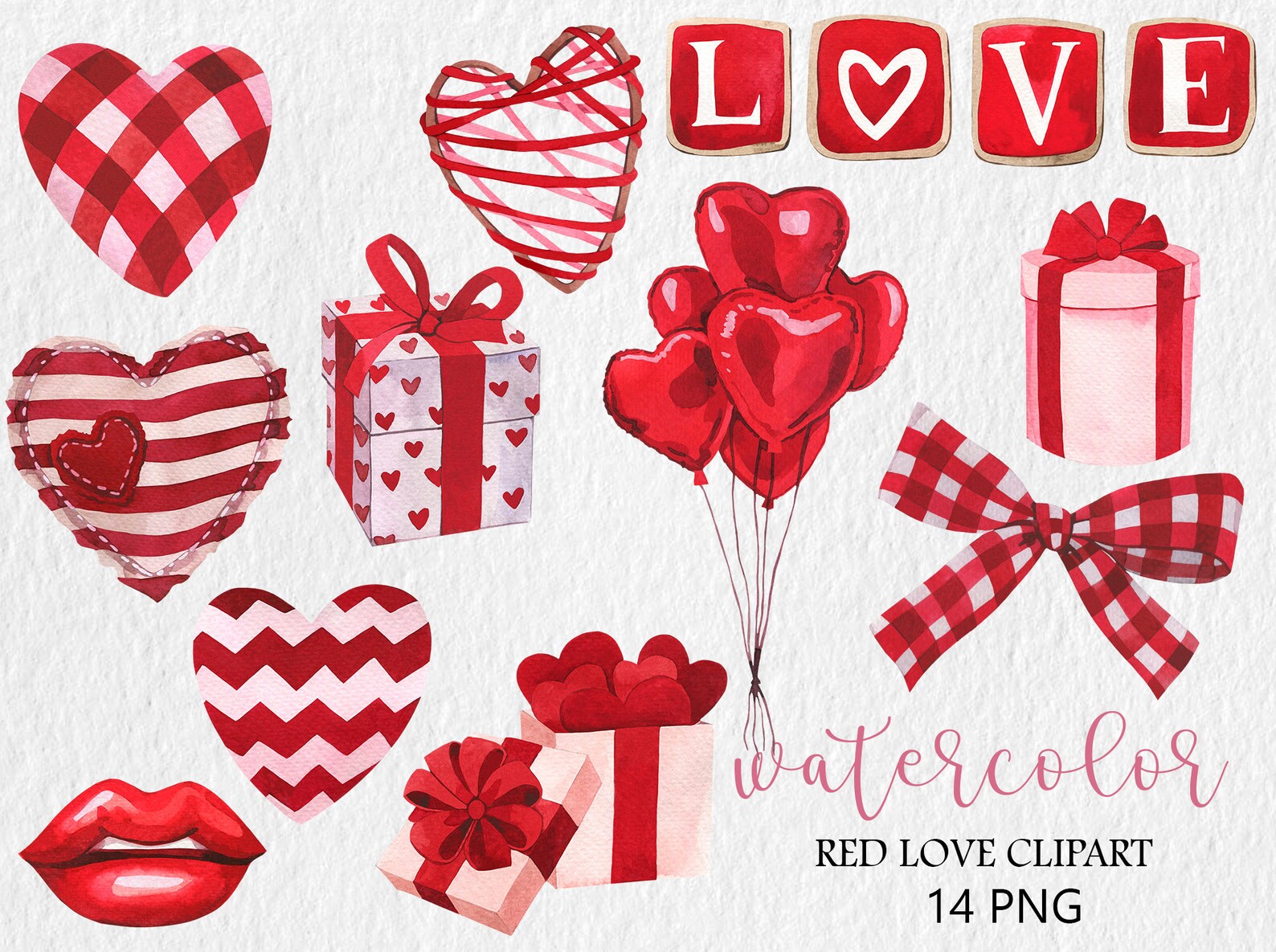 Watercolor Valentines Clipart Love PNG Watercolor Gift Box - Etsy