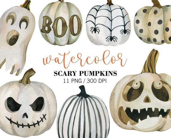 Watercolor Halloween Pumpkin Clipart Pumpkin PNG Fall | Etsy