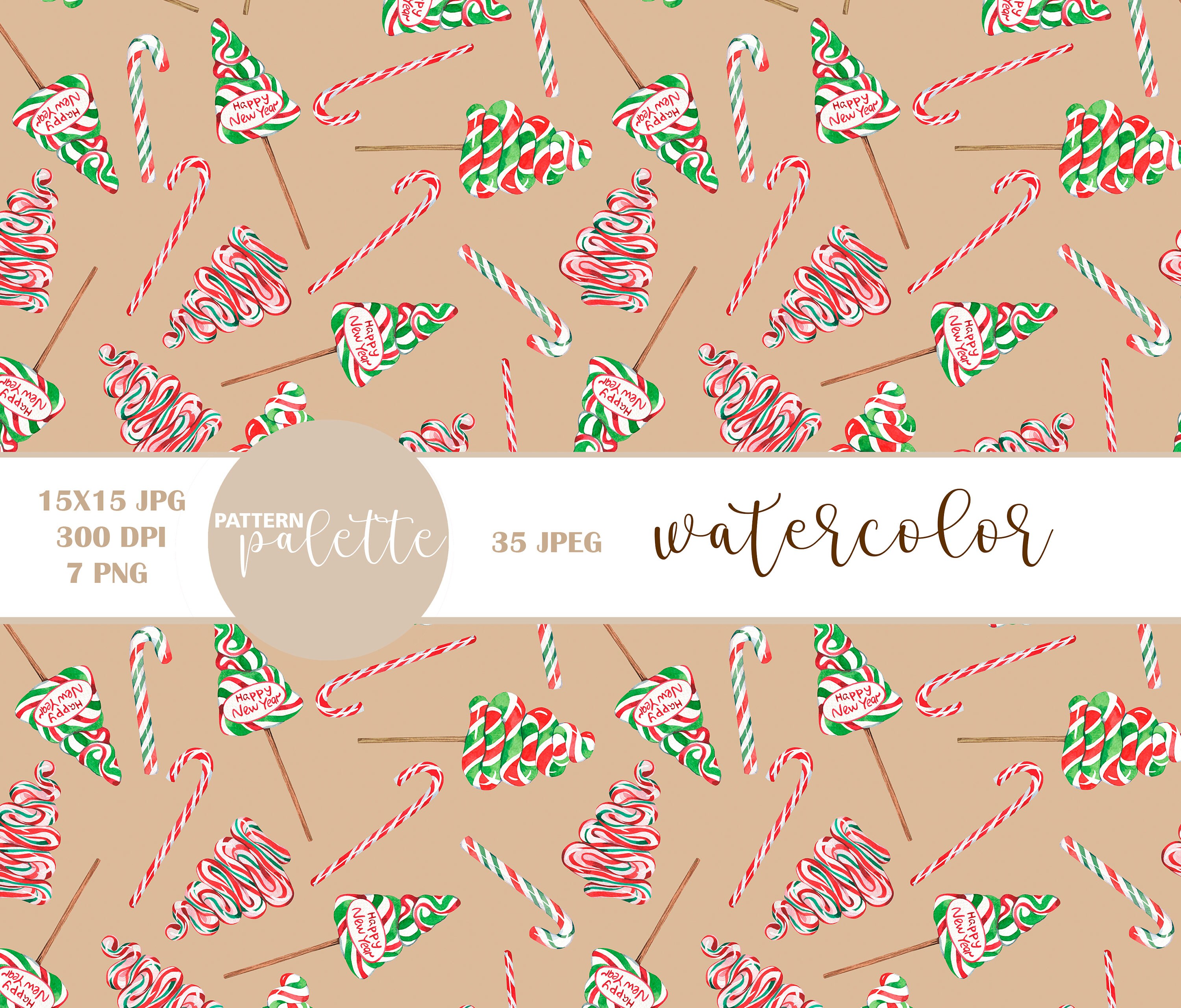 Watercolor Christmas Seamless Pattern Christmas Decor | Etsy