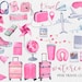 Watercolor Pink Travel Clipart, Summer Holiday, Vacation Clipart ...