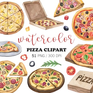 Watercolor Pizza PNG Clipart, Italian Food Graphics, Pizza Baby Shower ...