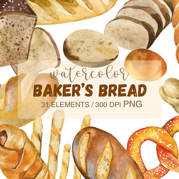 Watercolor Bakery Clipart - Etsy