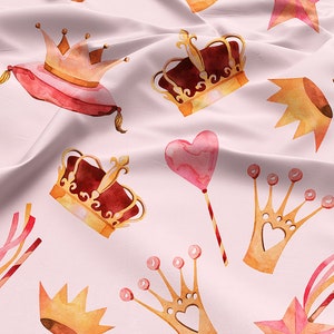 Watercolor Princess Seamless Pattern, Princess Digital Paper, Crown ...