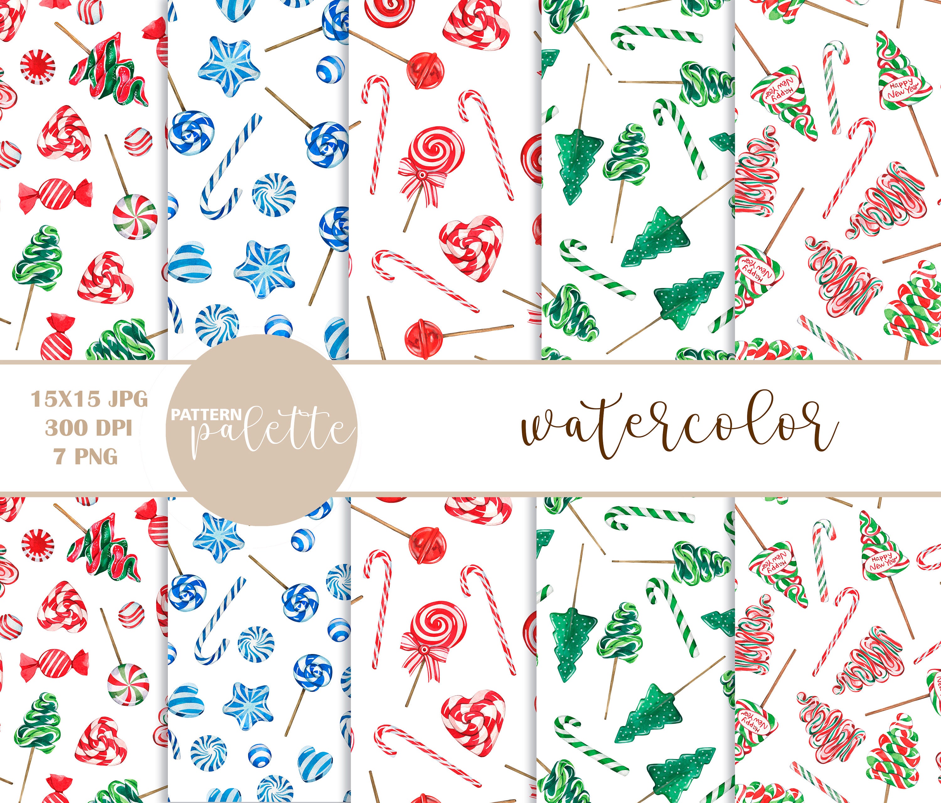 Watercolor Christmas Seamless Pattern Christmas Decor | Etsy