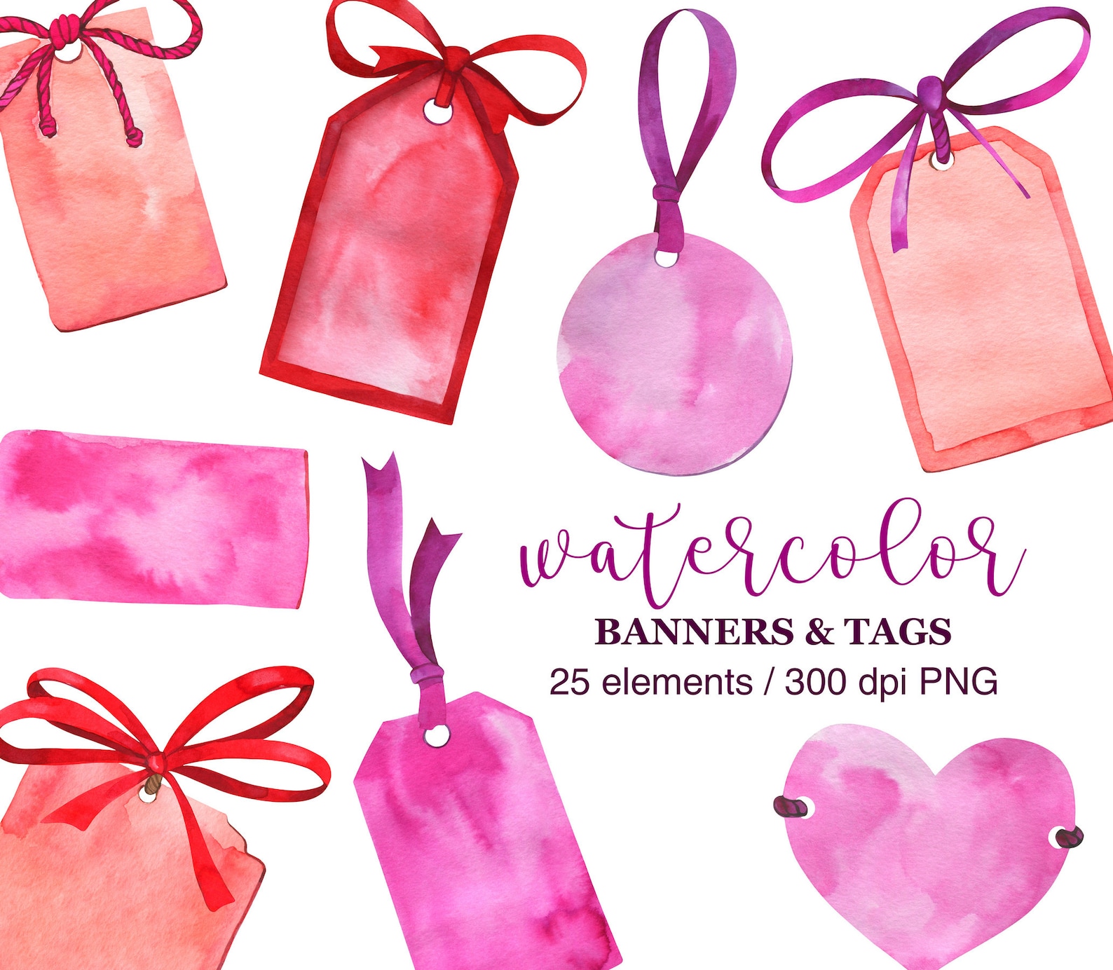 Watercolor Tag Clipart Banner Clipart Tag Clipart | Etsy