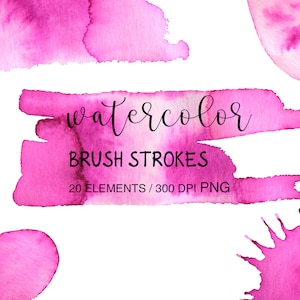 Watercolor Pink Splashes Clipart, PNG, Wedding Clipart, Watercolor Red ...