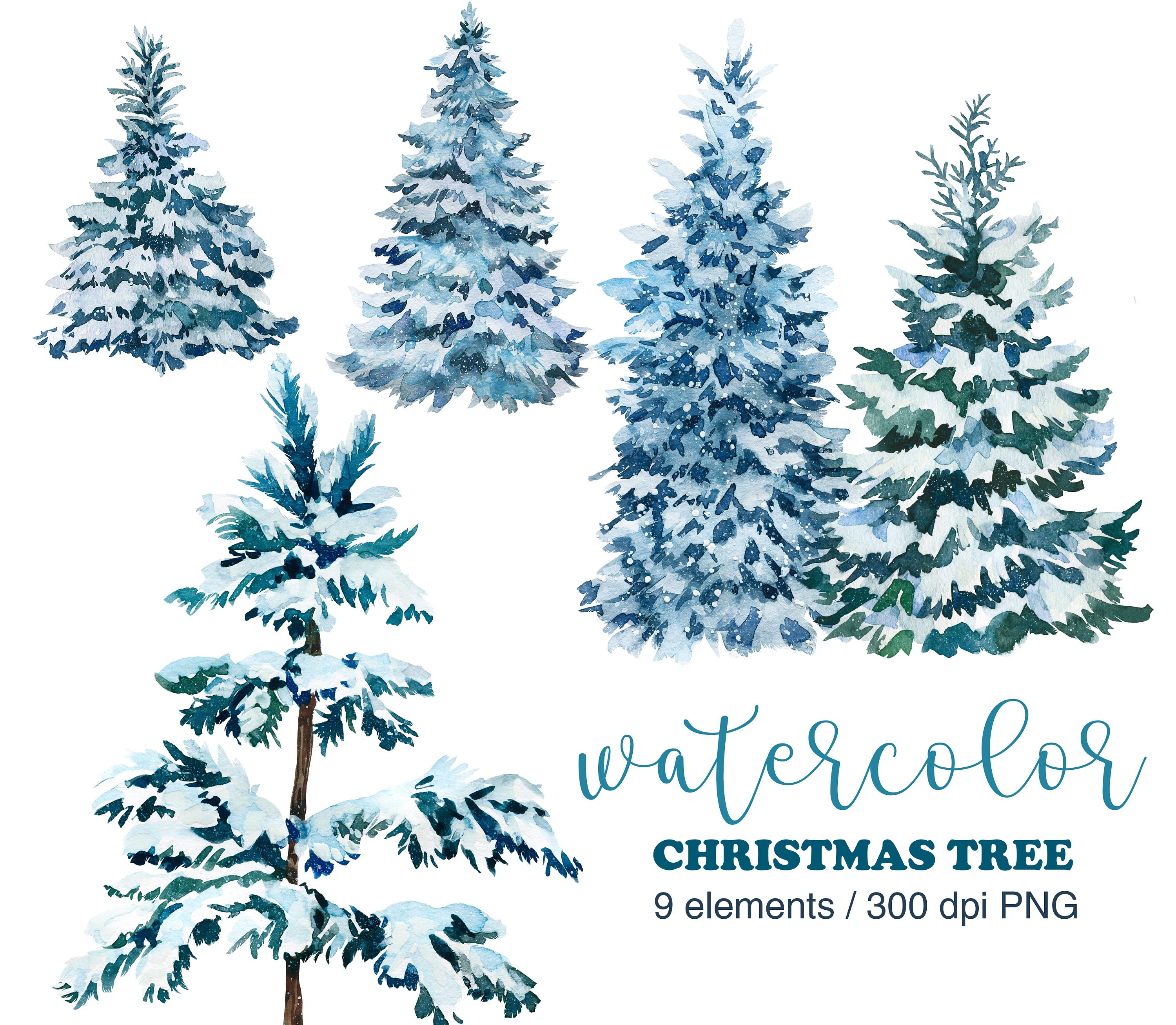 Snowy Christmas Trees Clip Art