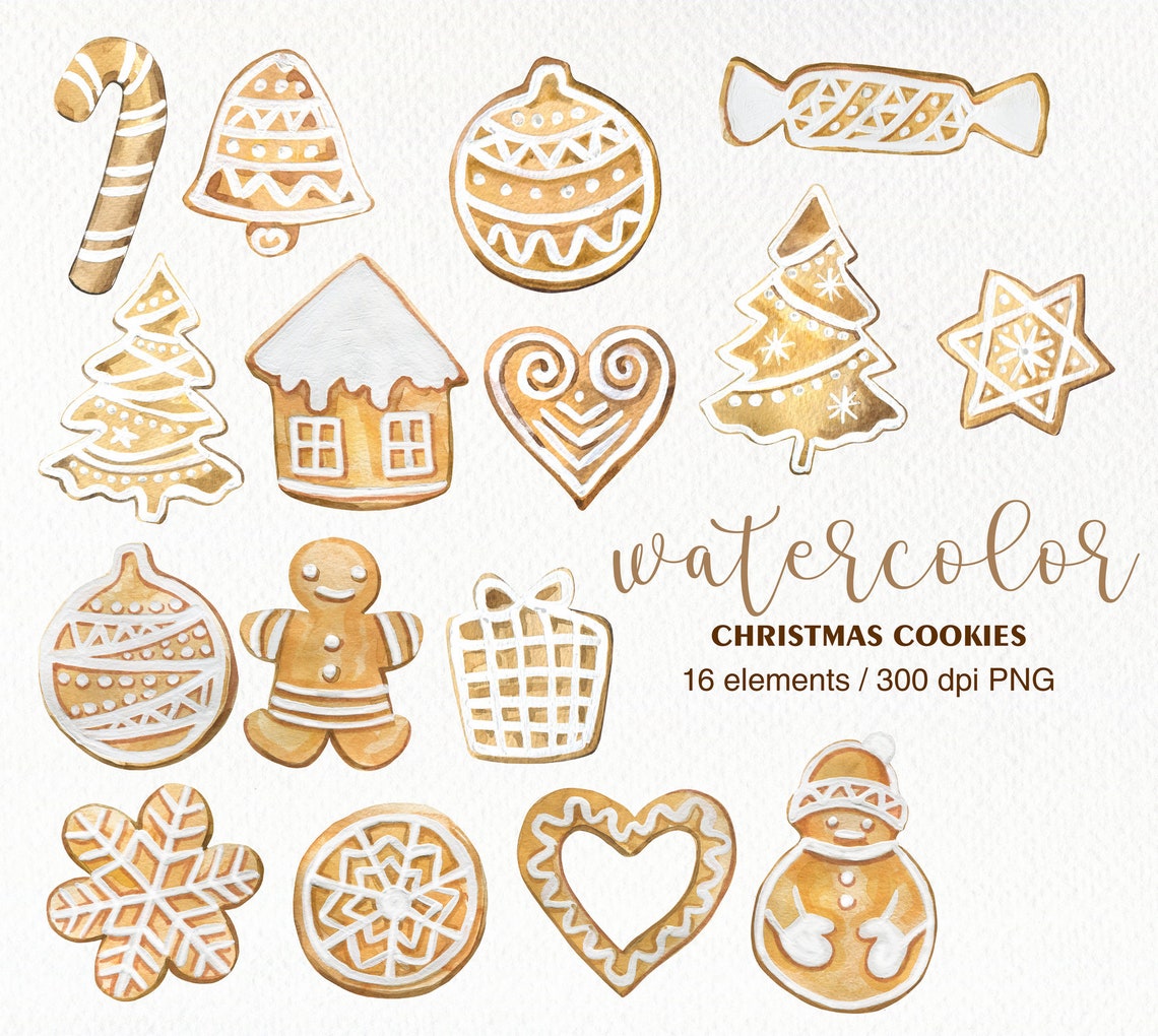 Christmas Gingerbread Watercolor Clipart PNG Watercolor - Etsy