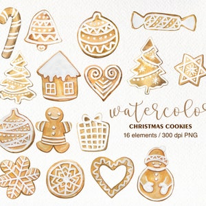 Christmas Gingerbread Watercolor Clipart, PNG, Watercolor Christmas ...