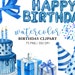 Watercolor Birthday Party Clipart BIG SET Birthday Blue - Etsy