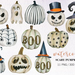 Watercolor Halloween Pumpkin Clipart, Pumpkin PNG, Fall Clipart ...