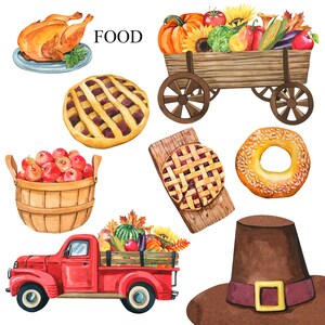 Watercolor Thanksgiving Clipart, Fall Clipart, Fall Decor, PNG, Autumn ...