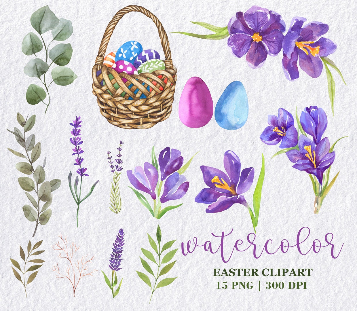 Easter Watercolor Clipart Easter Eggs Watercolor Easter - Etsy