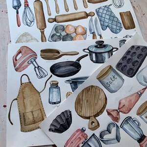 Watercolor Bakery Cooking Clipart Bakery Decor, Kitchen Clipart, PNG ...