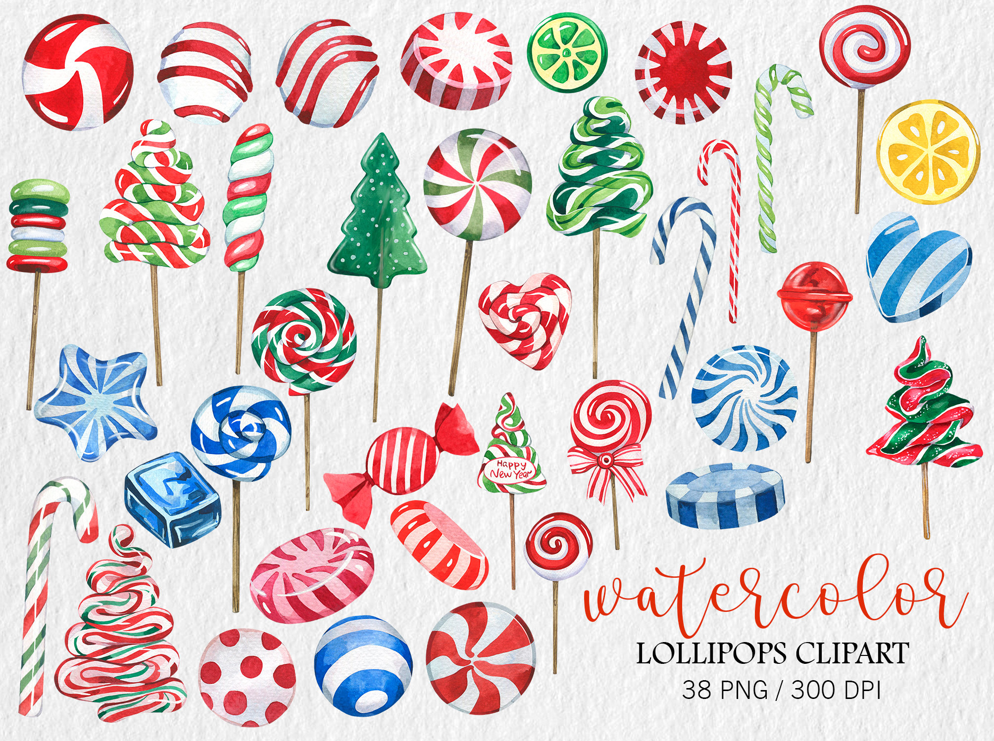 Watercolor Candy Cane Clipart Christmas Decor Christmas Png - Etsy