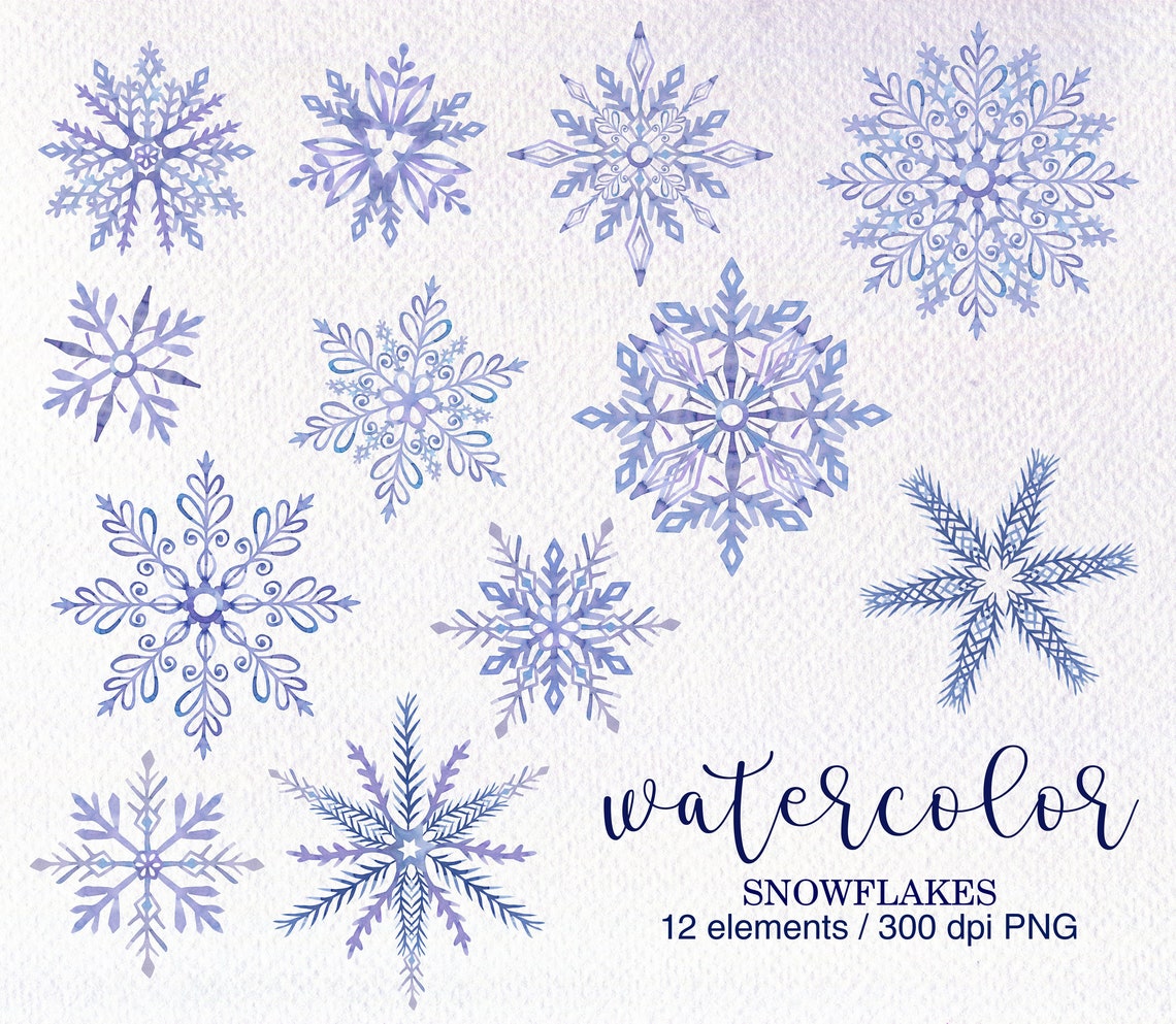 Watercolor Snowflakes Clipart Watercolor Snow Collection - Etsy