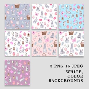 Watercolor Easter Seamless Patterns, Easter Bunny Pattern, Printable ...