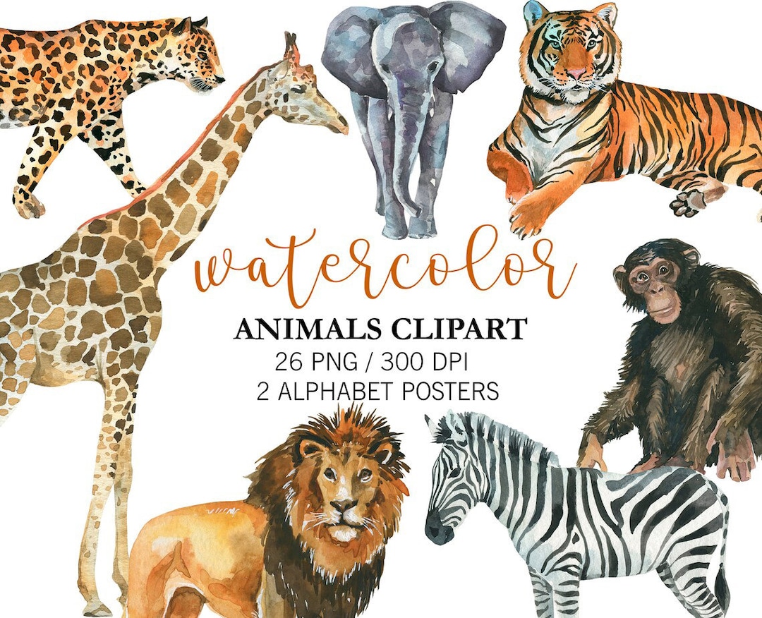 Watercolor Animals Alphabet Clipart Alphabet Animals Nursery Decor ...