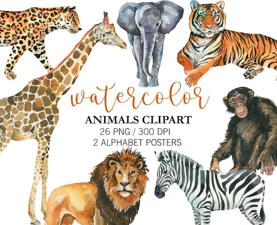 Watercolor Animals Alphabet Clipart Alphabet Animals Nursery | Etsy