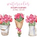 Watercolor Flowers Clipart, Tulip Clipart, Love PNG, Floral Wreath ...