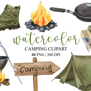Watercolor Camping Clipart, Travel Clipart, PNG, Adventure, Family ...