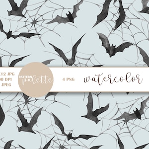Watercolor Halloween Seamless Patterns, Halloween Digital Paper, PNG ...