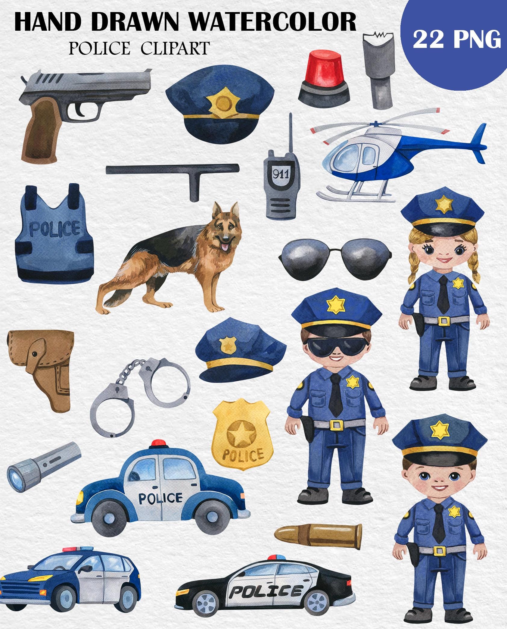 Watercolor Police Clipart PNG Police Station, Police Officer Policeman ...