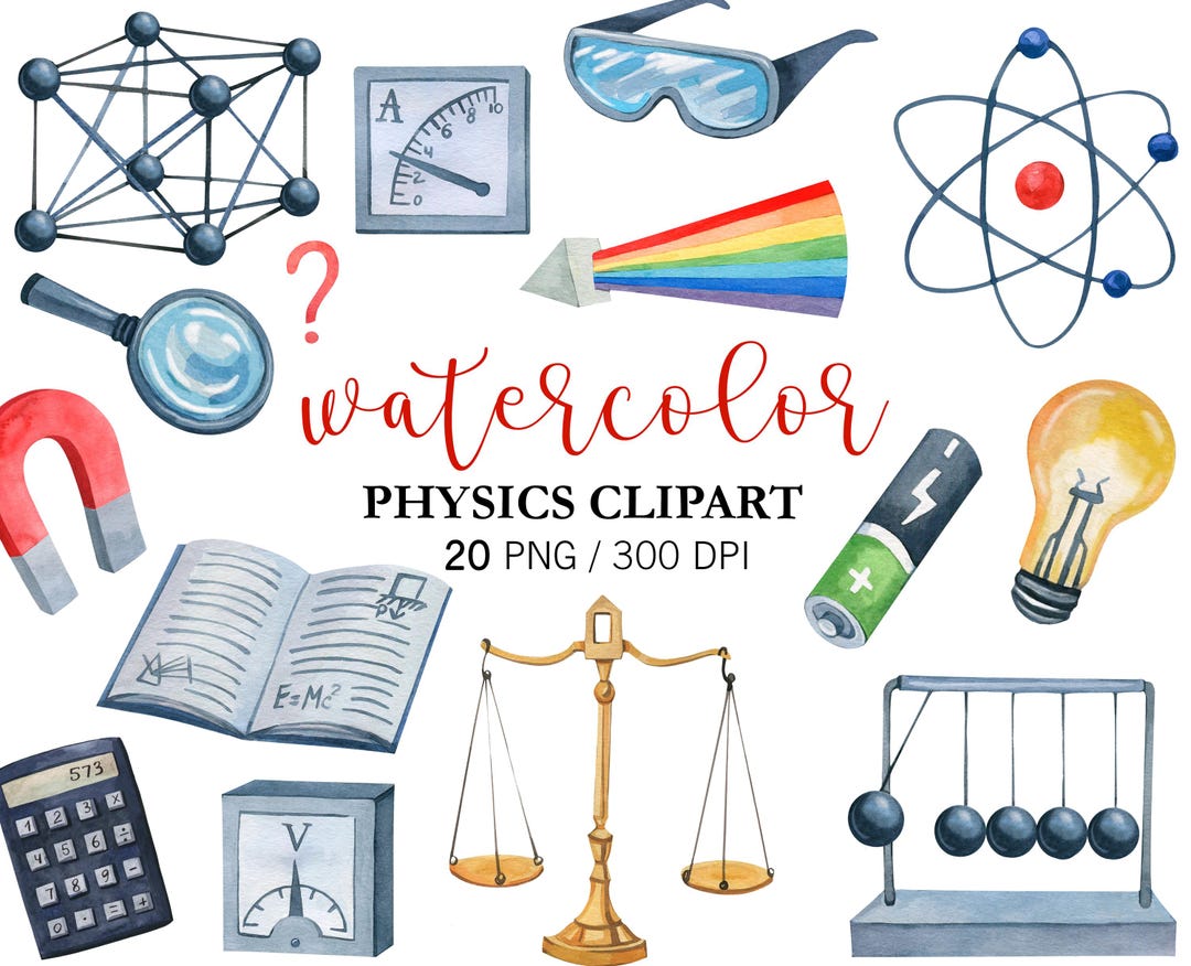 Science Watercolor Clipart, Physics Class Clipart PNG, Back to School ...