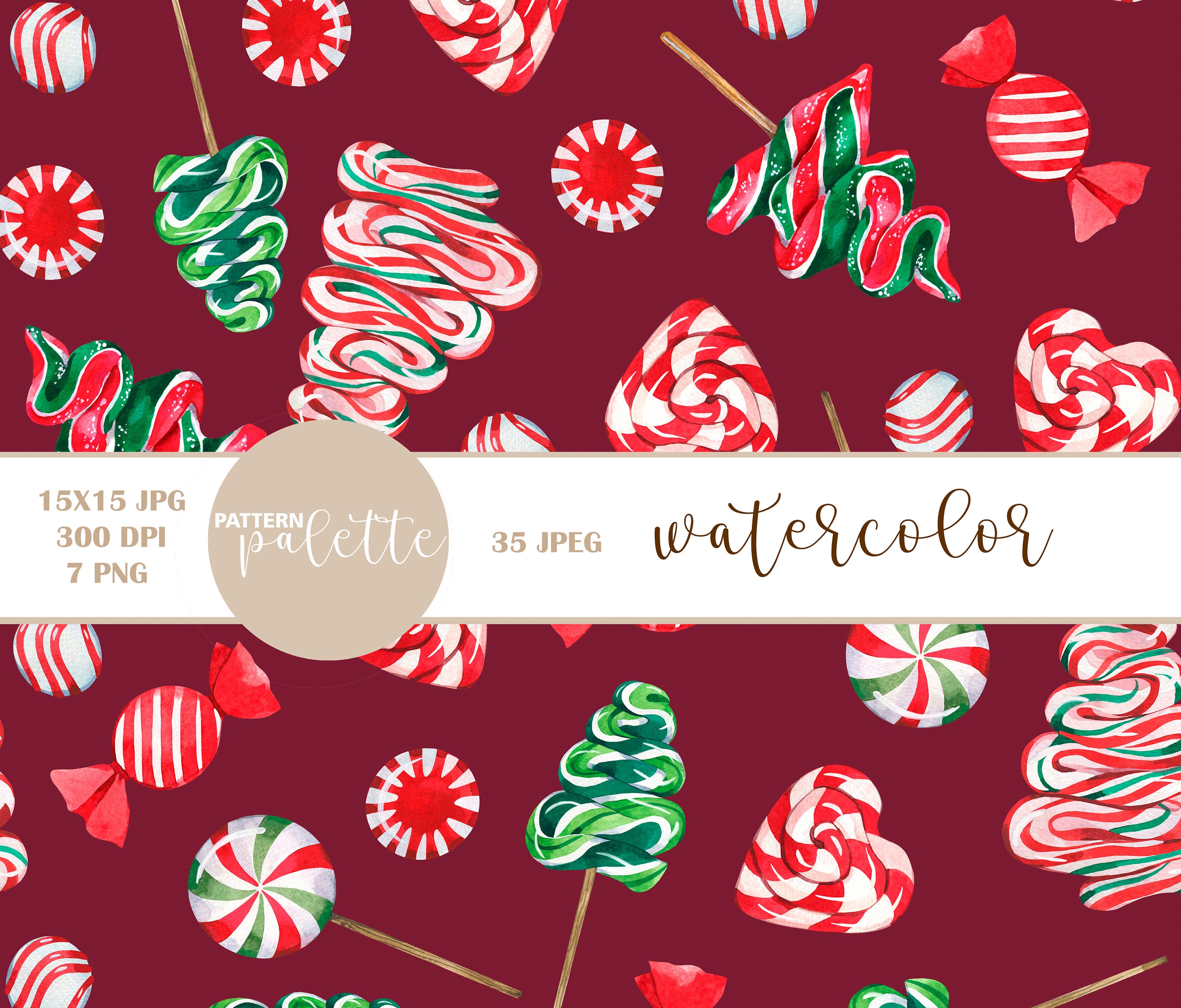 Watercolor Christmas Seamless Pattern Christmas Decor | Etsy