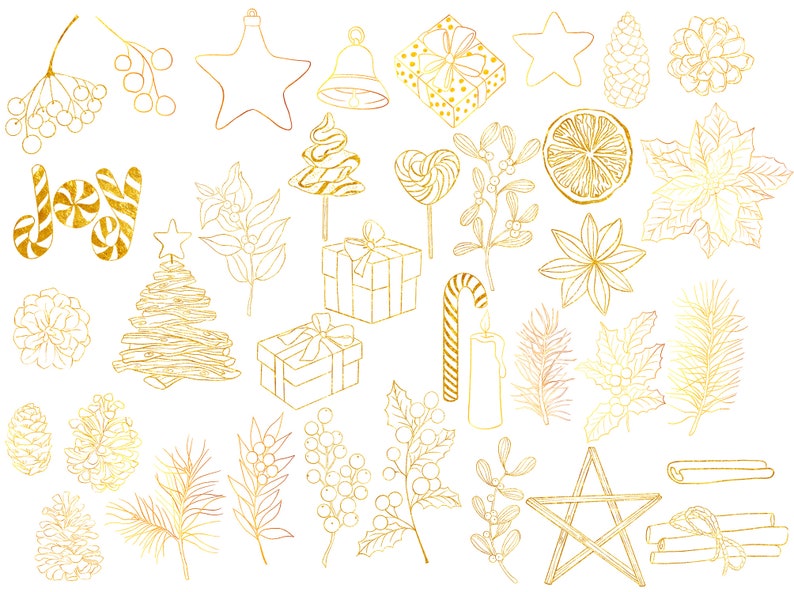 Christmas Gold Clipart Christmas Decor Christmas PNG Gold - Etsy