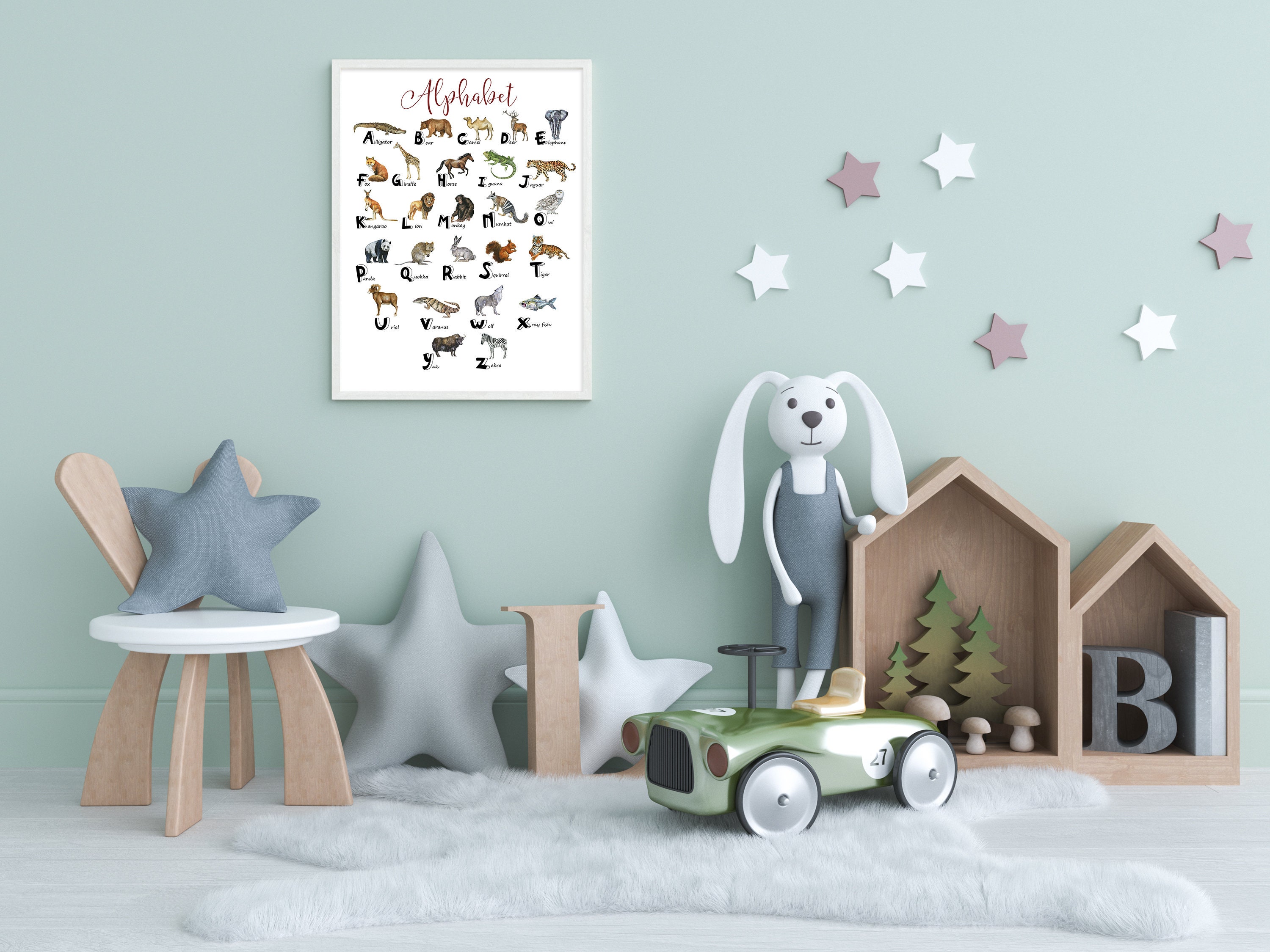 Watercolor Animals Alphabet Clipart Alphabet Animals Nursery | Etsy