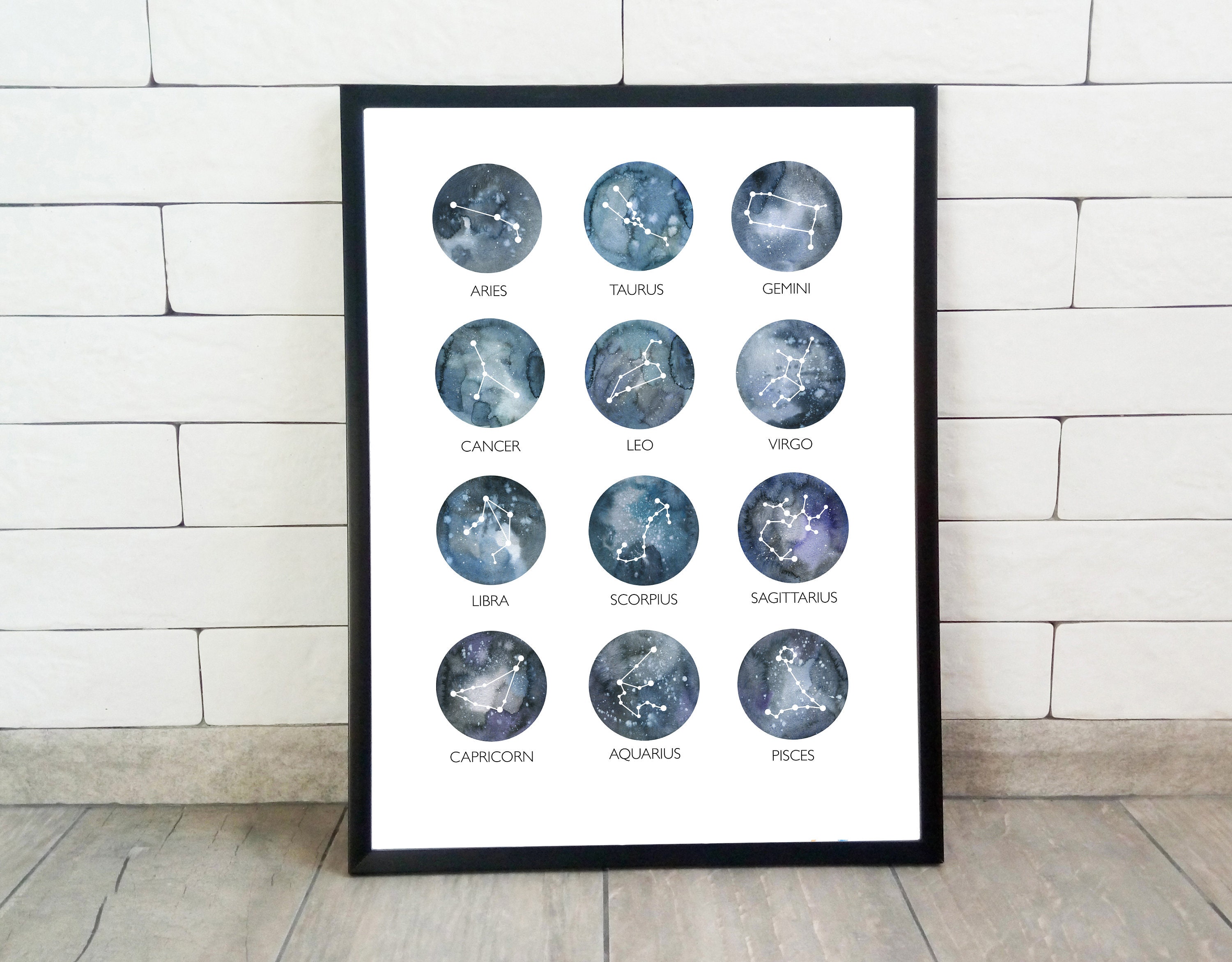 Watercolor Zodiac Constellations Watercolor Galaxy Clipart - Etsy