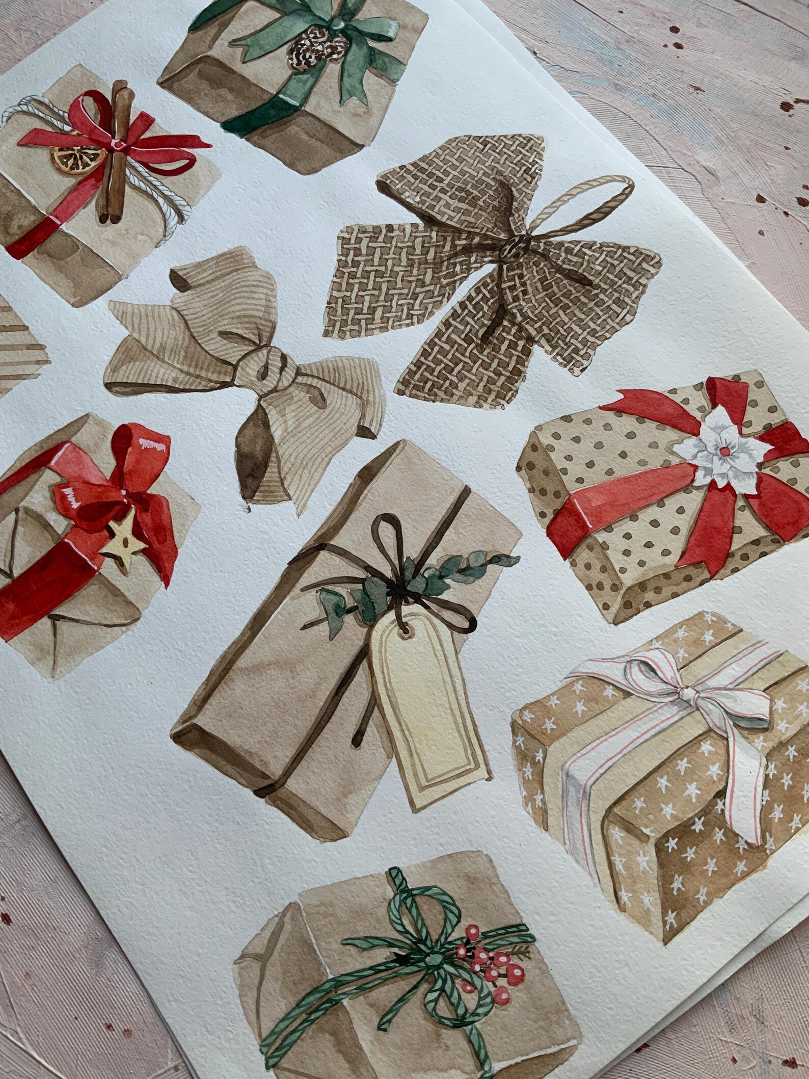 Watercolor Gift Box Clipart, PNG, Christmas Presents, Craft Gifts ...