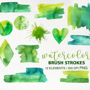 Watercolor Green Splashes Clipart, PNG, Wedding Clipart, Watercolor ...