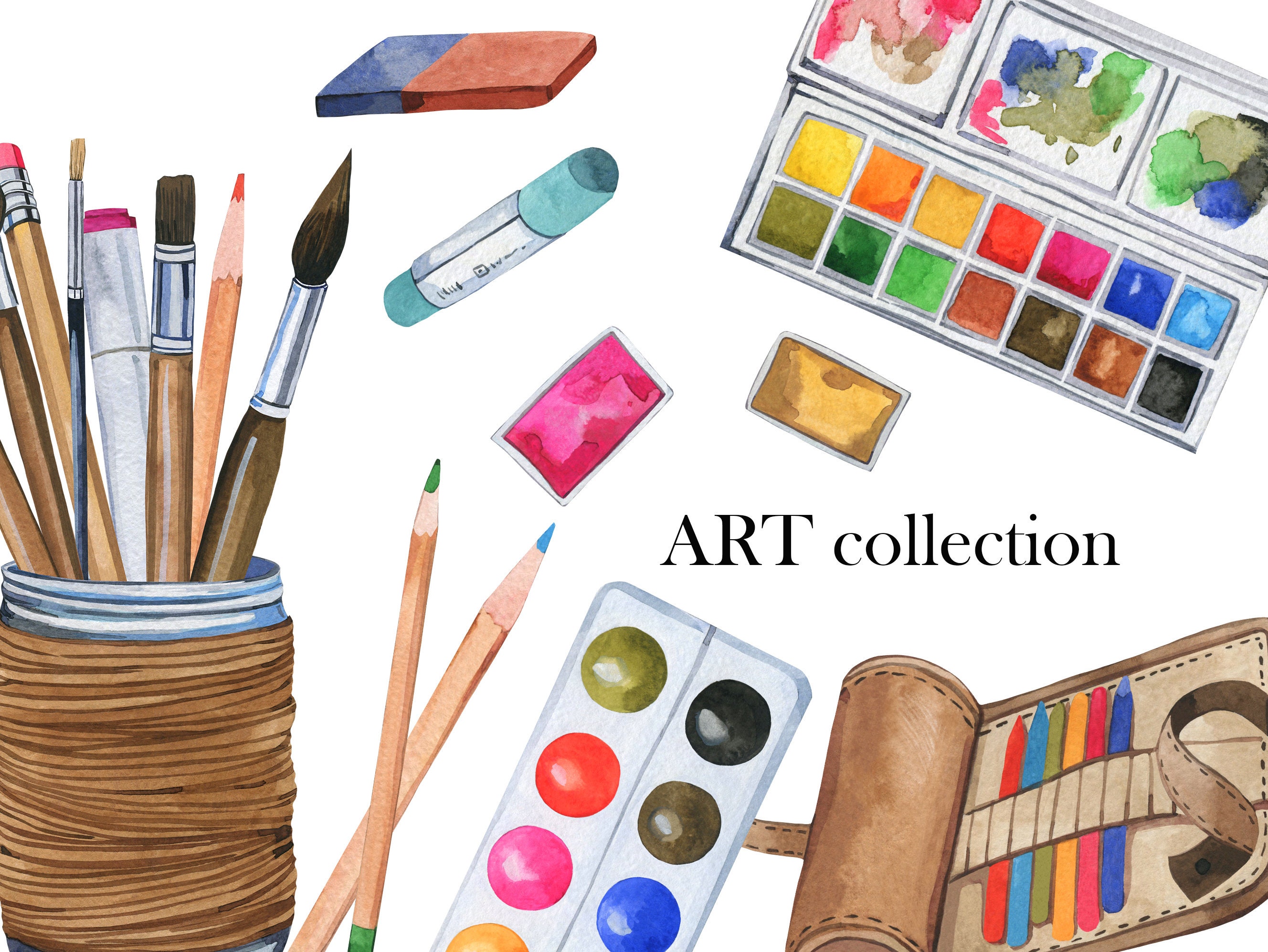 Watercolor Artist Clipart, Painting Clipart, PNG, Back to School ...