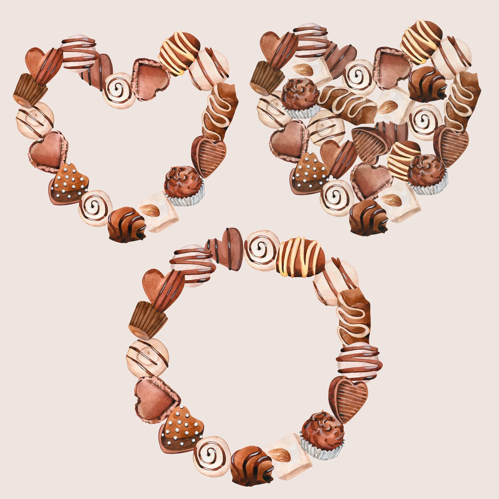 Watercolor Chocolate Candy Clipart Watercolor Dessert - Etsy