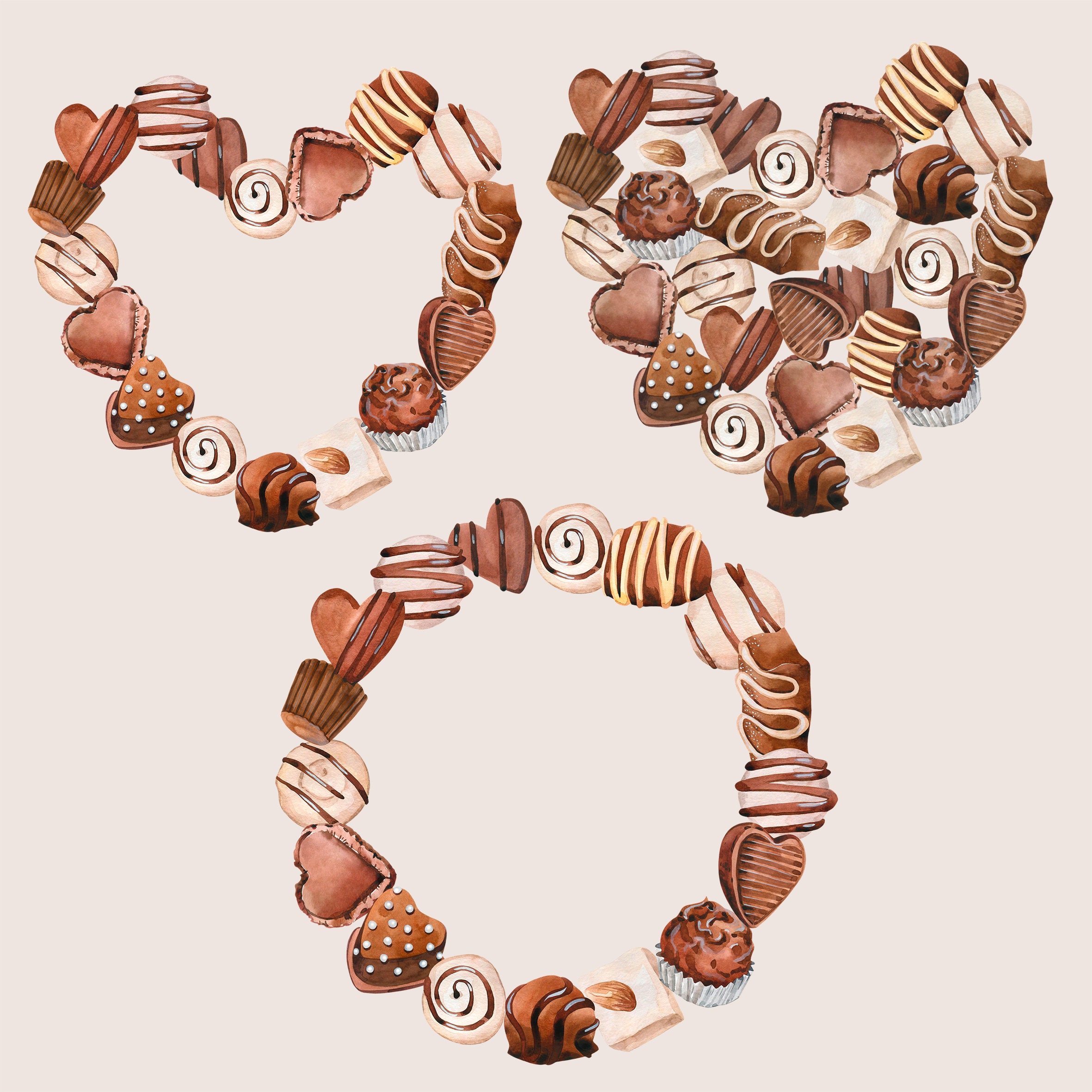 Watercolor Chocolate Candy Clipart, Watercolor Dessert Clipart, PNG ...