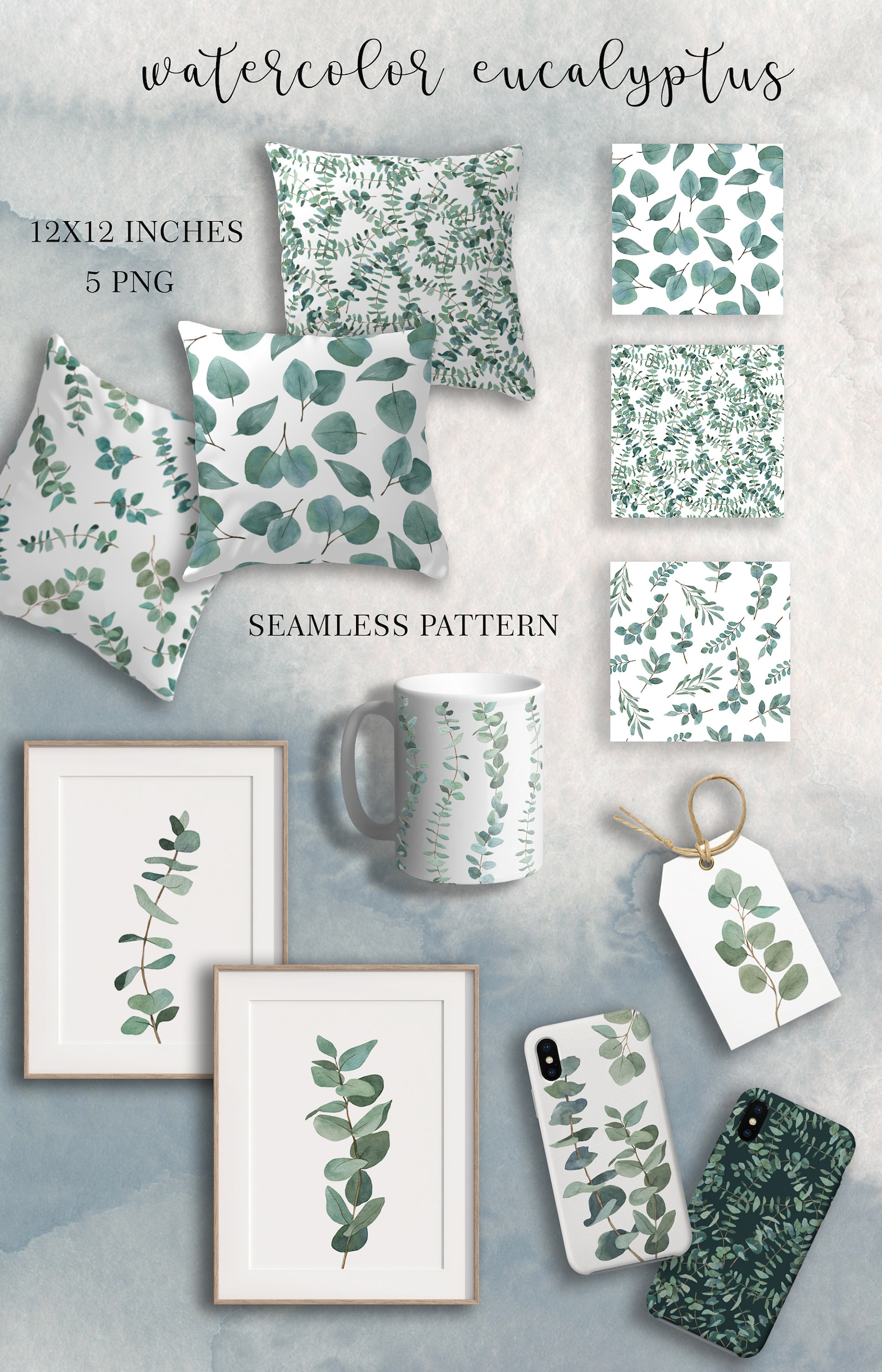 Watercolor Eucalyptus BUNDLE, Eucalyptus Clipart for Wedding Designs ...