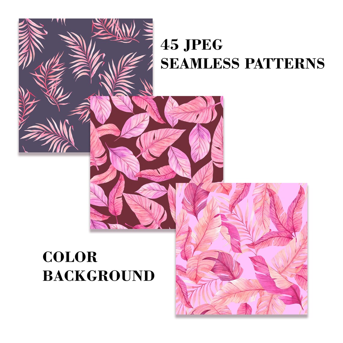 Watercolor Pink Tropics Patterns Seamless Pattern Watercolor - Etsy