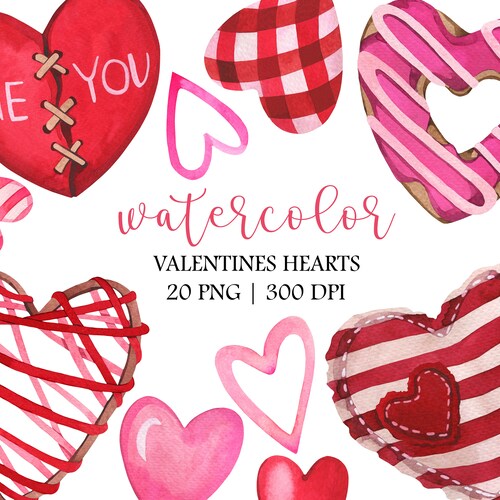 Watercolor Hearts Watercolor Clipart Valentines Day - Etsy