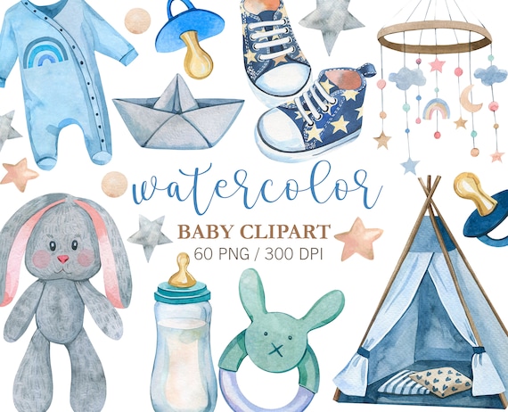 Watercolor Baby Boy Clipart Baby Shower Clipart Nursery | Etsy UK