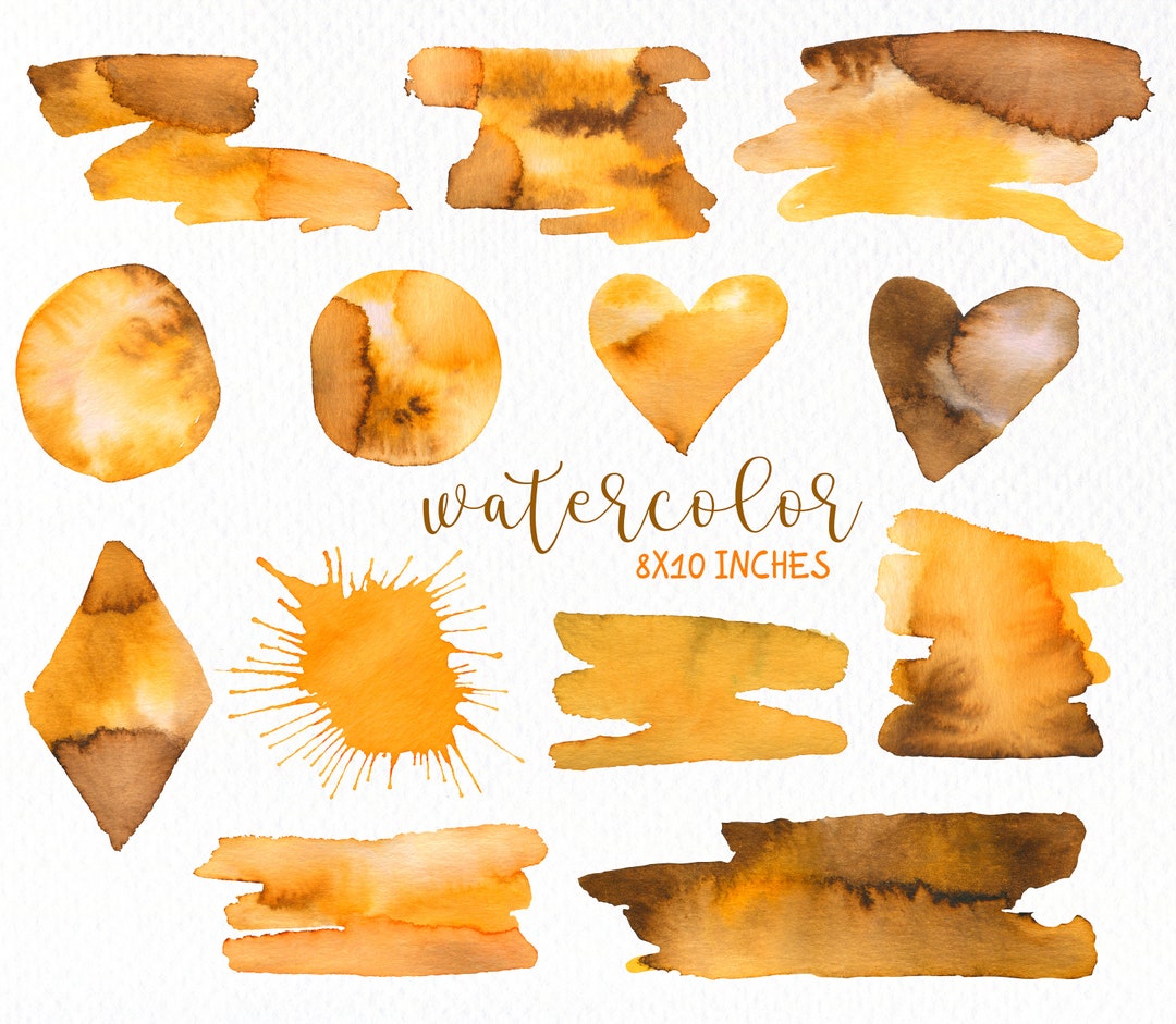 Yellow Watercolor Splashes Clipart, PNG, Wedding Clipart, Watercolor ...
