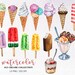 Watercolor Ice Cream Clipart, Summer Clipart, Summer Treats, Ice Cream ...