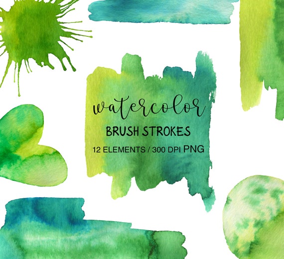 Watercolor Green Splashes Clipart PNG Wedding Clipart - Etsy