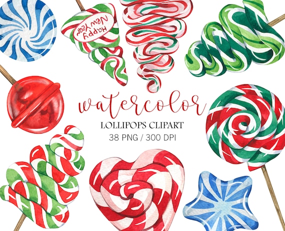 Watercolor Candy Cane Clipart Christmas Decor Christmas Png - Etsy