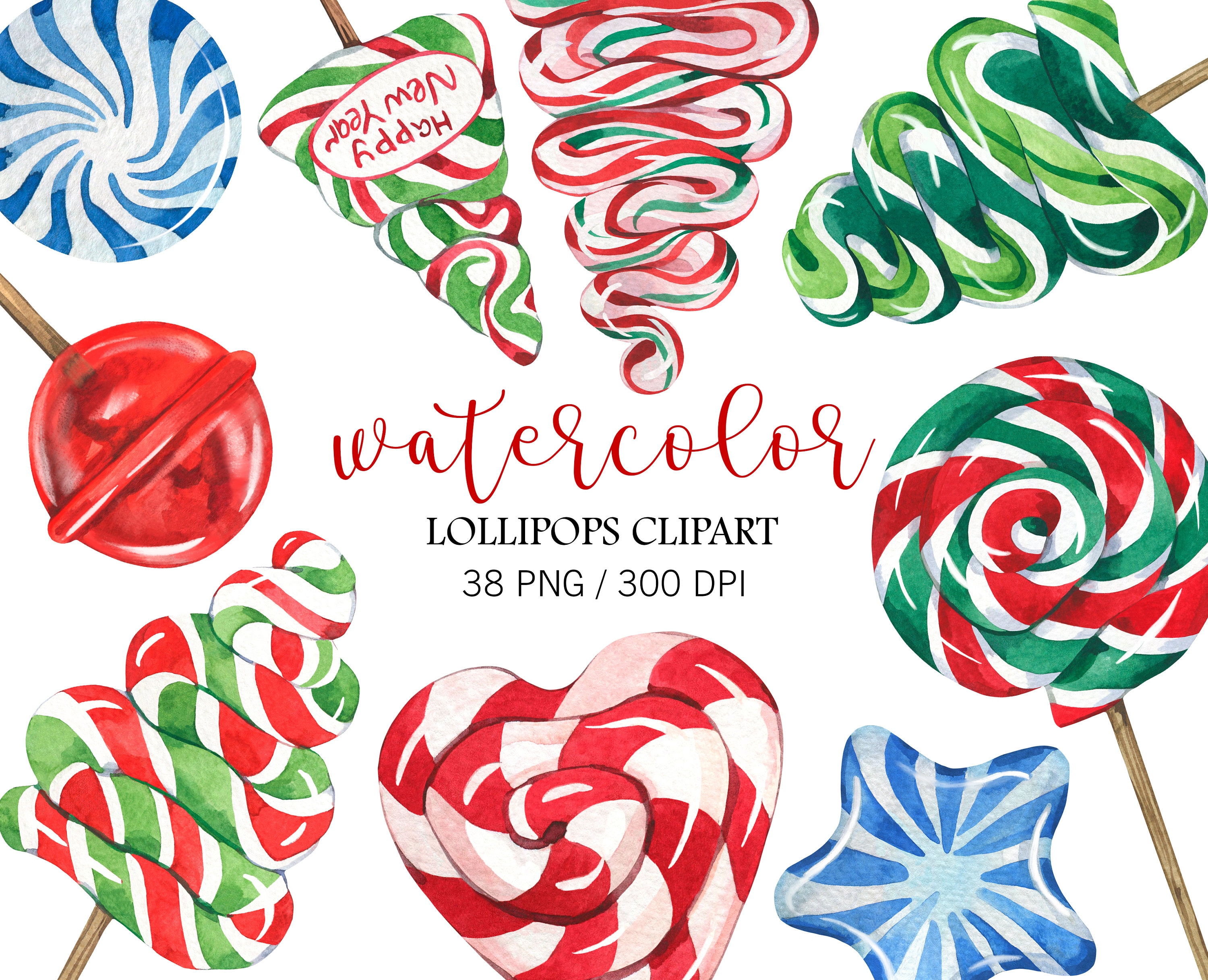 Watercolor Candy Cane Clipart Christmas Decor Christmas Png - Etsy