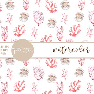 Watercolor Coral Reef Seamless Pattern, Ocean Coral Reef, Digital Sea ...