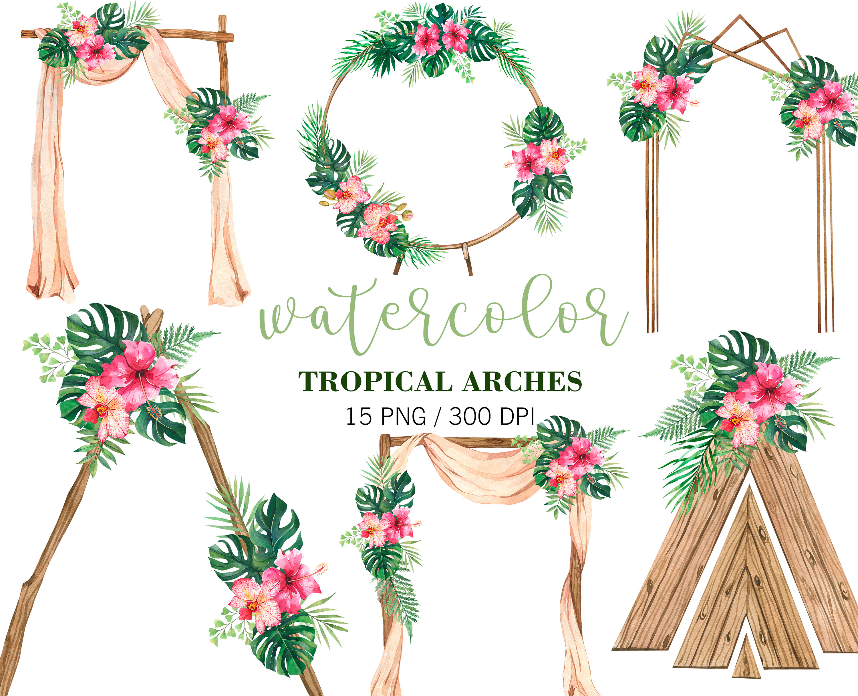 Tropical Wedding Arch Tropical Wedding Clipart Wedding | Etsy