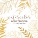 Gold Tropical Leaves Clipart, Doodle Clipart, Tropical Plant, PNG ...